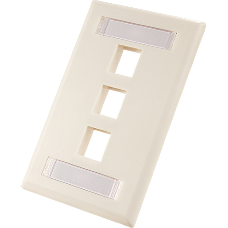 3 Port Single Gang Faceplate w/ ID Windows | White – Cable & Connections