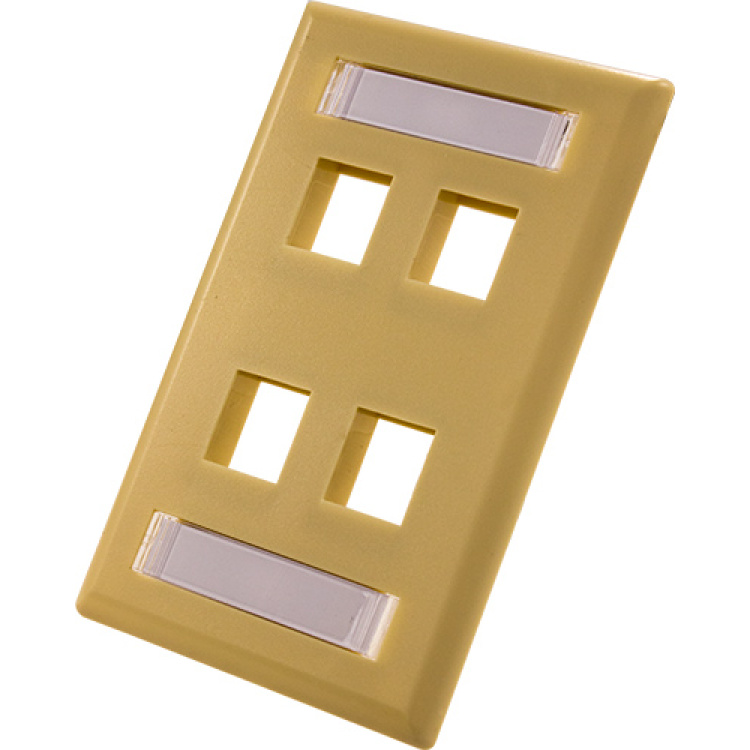 4 Port Single Gang Faceplate w/ ID Windows | Ivory – Cable & Connections