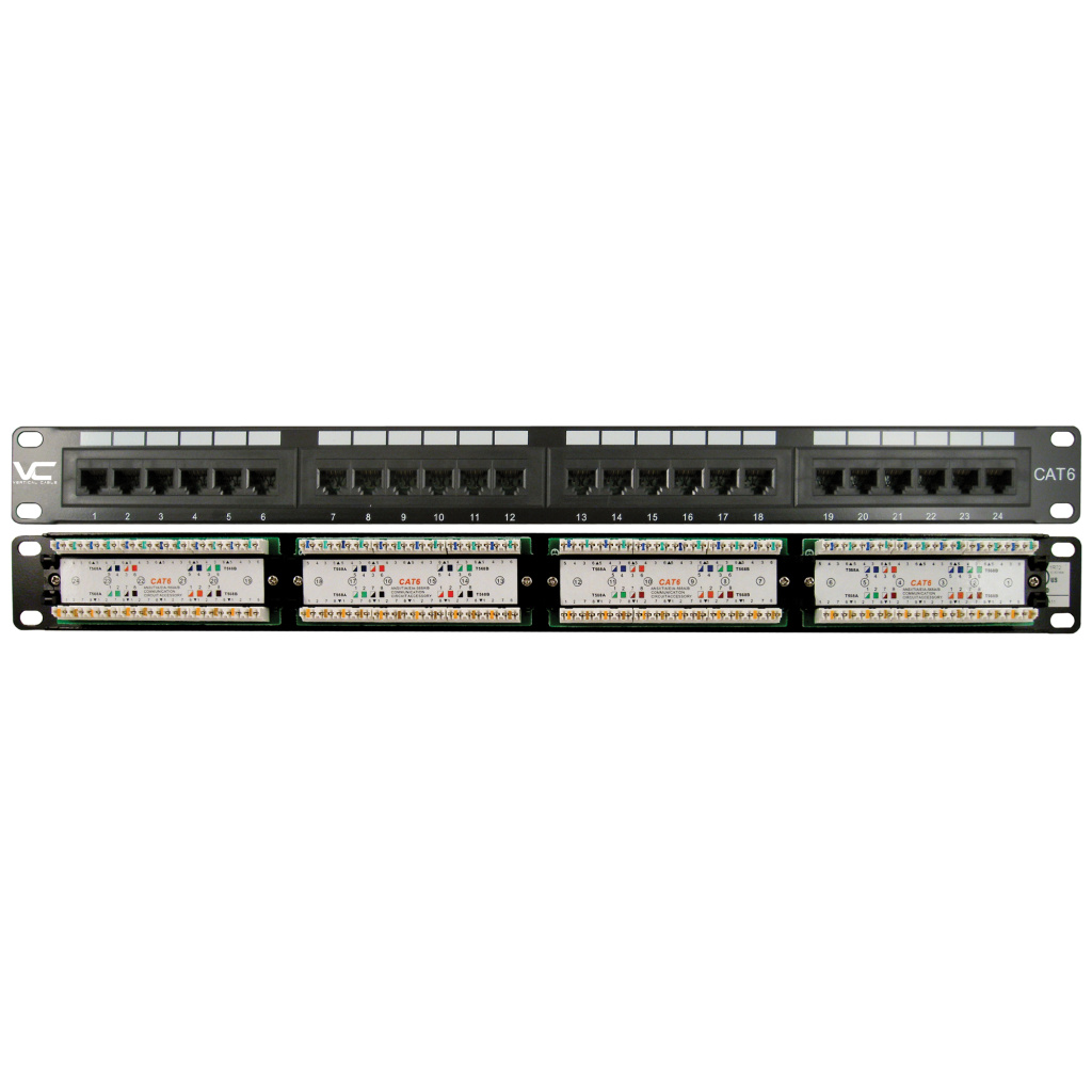 Vertical Cable 24 Port Cat6 Shielded Patch Panel – Cable & Connections