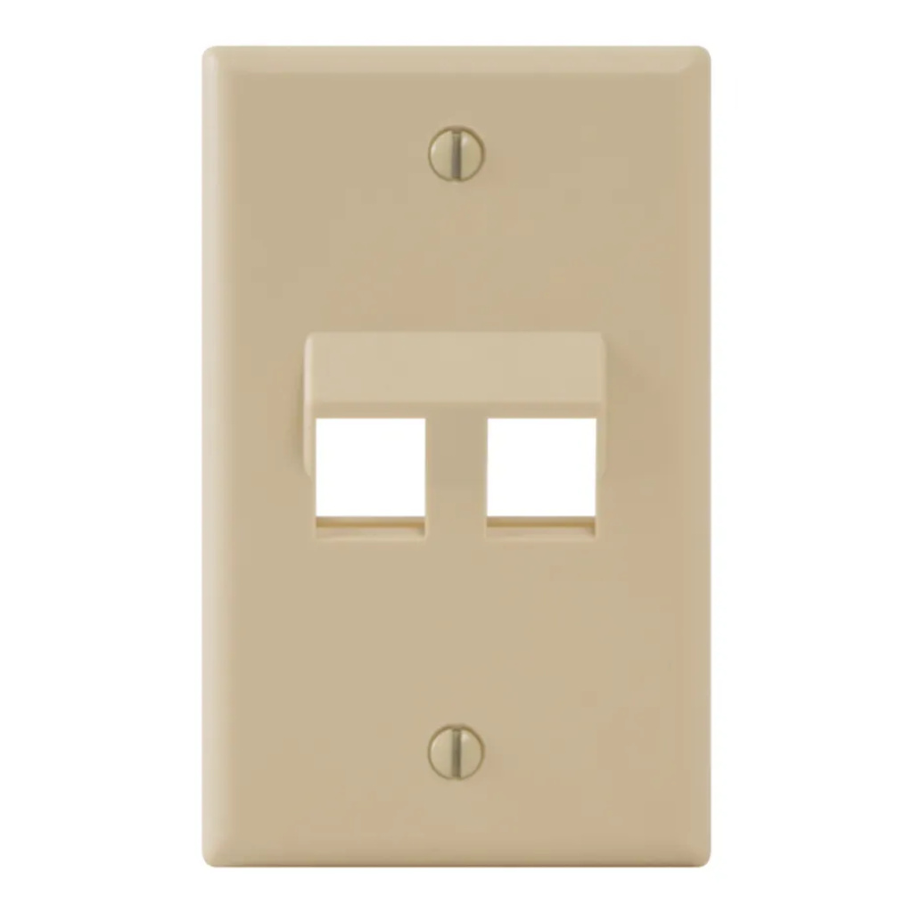 2 Port Single Gang Angled Bezel Faceplate | Ivory – Cable & Connections
