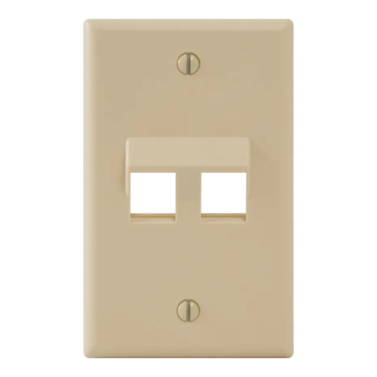 2 Port Single Gang Angled Bezel Faceplate | Ivory – Cable & Connections