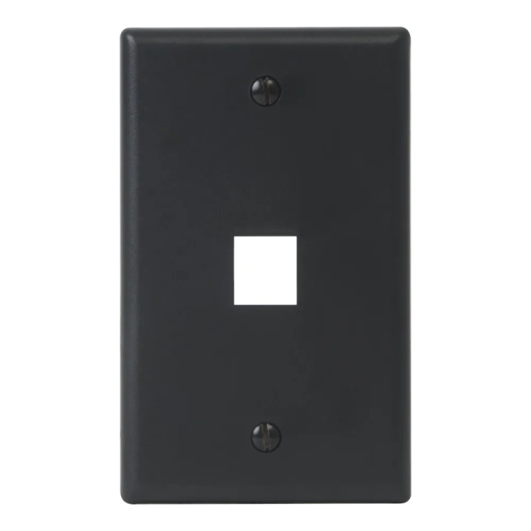 1 Port Single Gang Flush Faceplate | Black – Cable & Connections