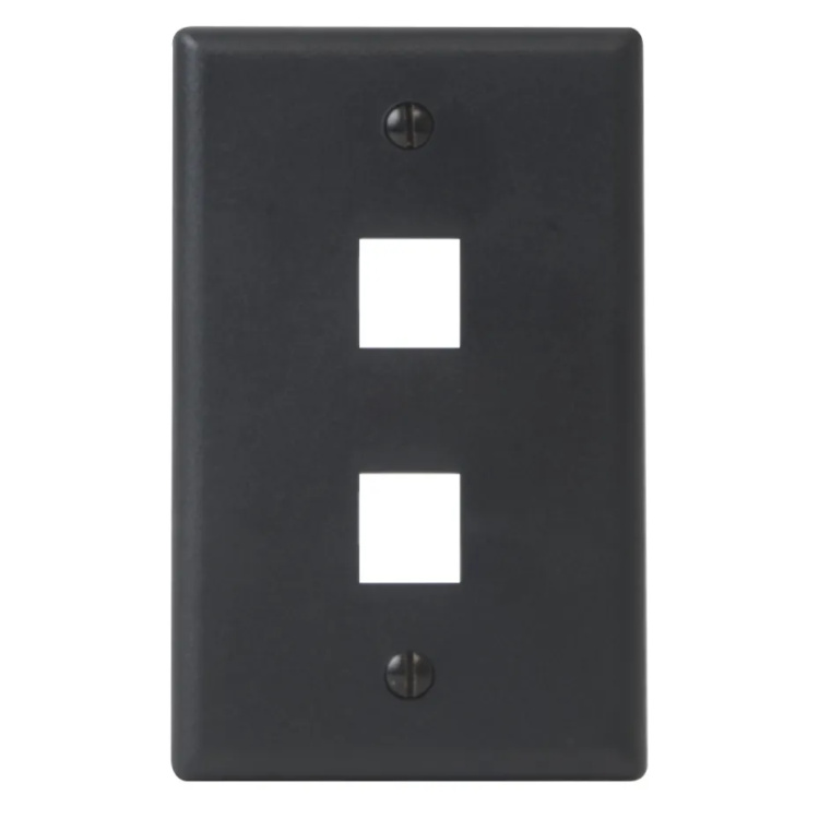 2 Port Single Gang Flush Faceplate w/ ID Windows | Grey – Cable ...