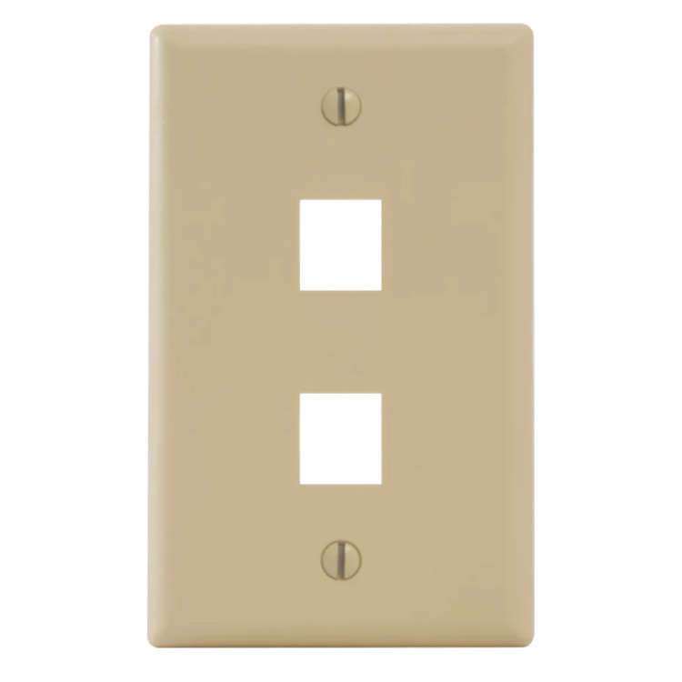 2 Port Single Gang Flush Faceplate | Ivory – Cable & Connections