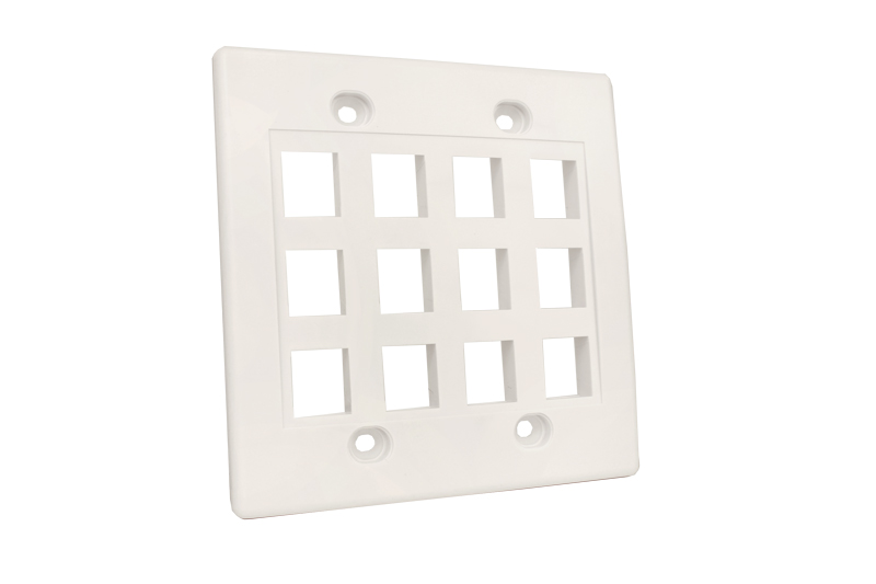 12 Port Double Gang Faceplate | White – Cable & Connections