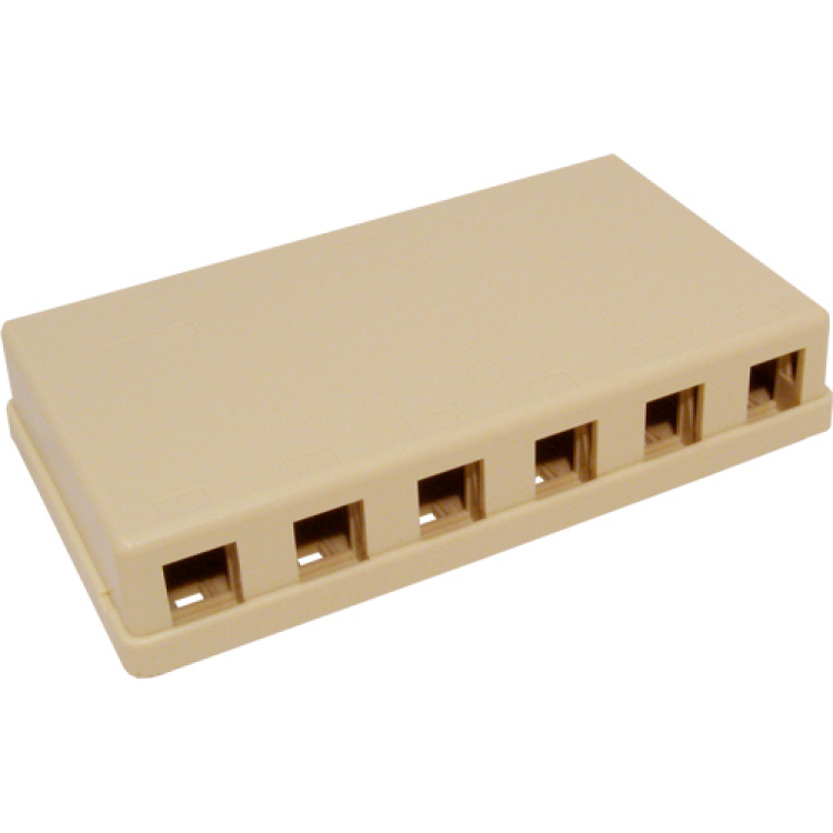 6 Port Surface Mount Box | Ivory – Cable & Connections