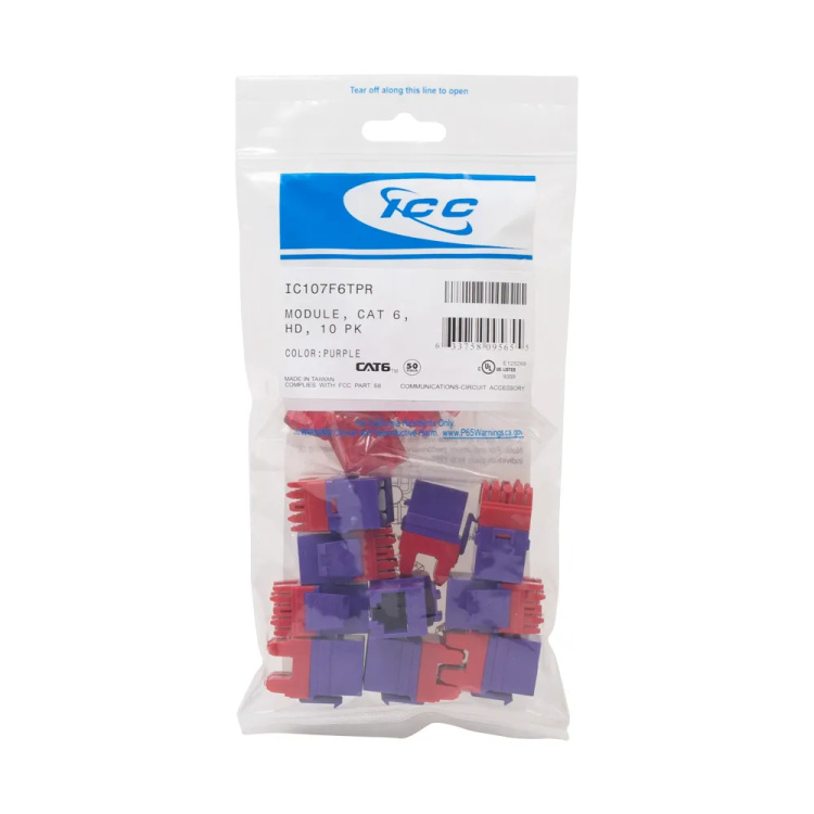 Icc Cat6 Hd Keystone Purple 10/pk – Cable & Connections