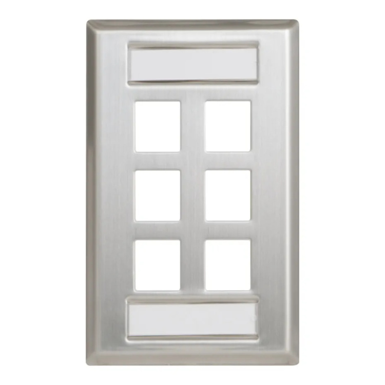 Single Gang 6 Port Faceplate w/ ID Window | Stainless Steel – Cable ...