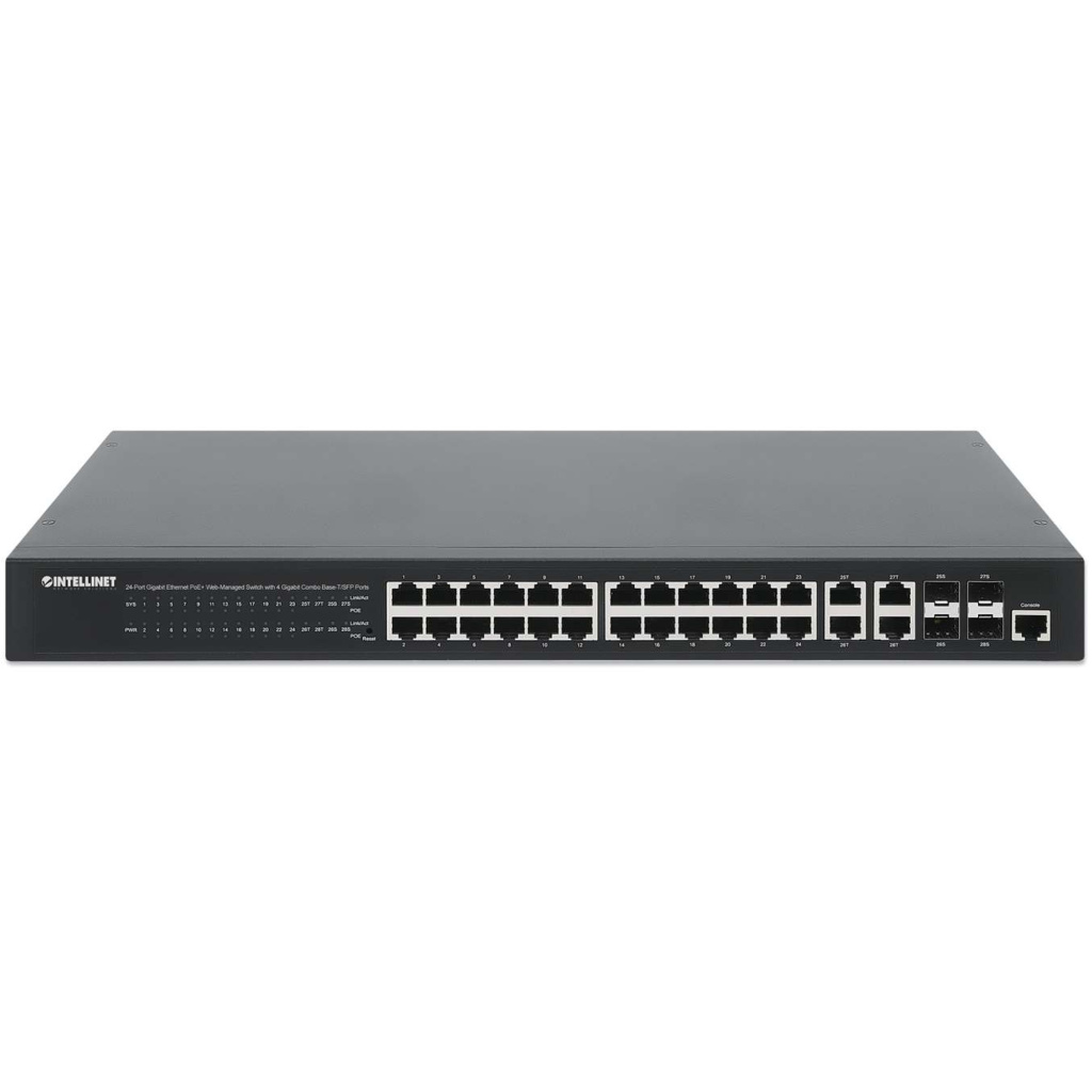 Intellinet 24-Port Gigabit PoE+ Web-Managed Switch with 4 Gigabit Combo ...