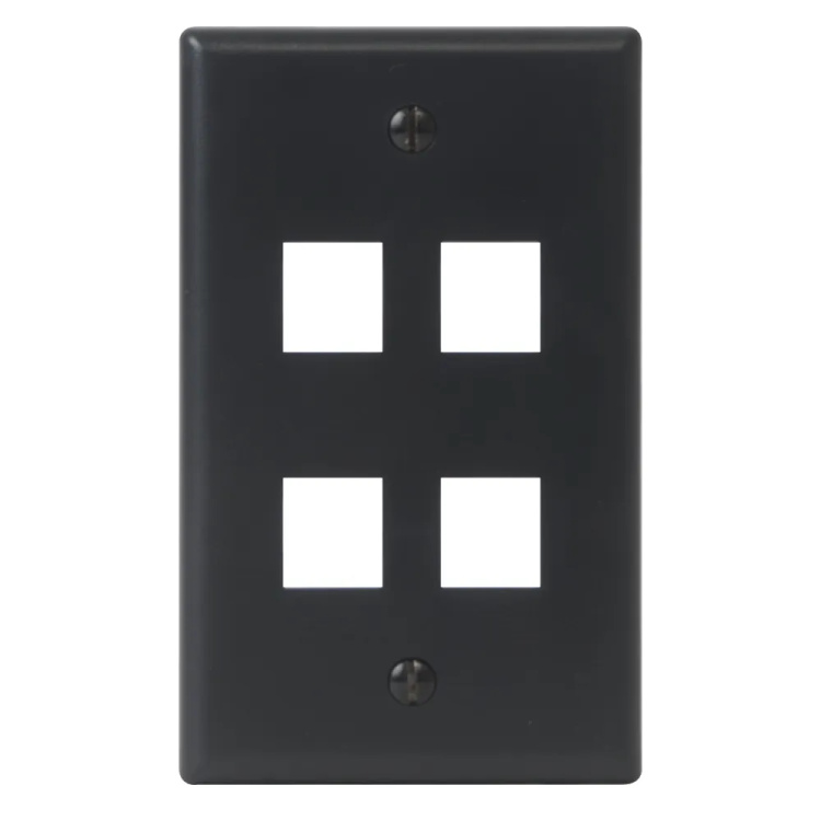 ICC 4 Port Flush Faceplate Black – Cable & Connections