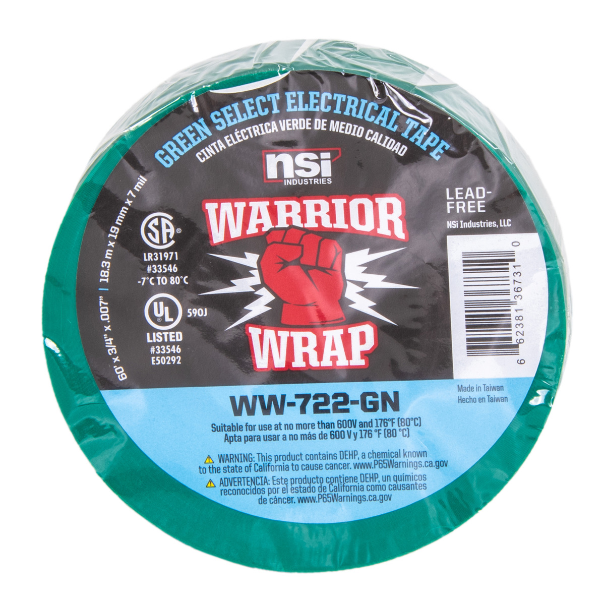 Warrior Wrap Electrical Tape | Green – Cable & Connections