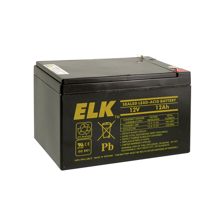 Elk Products 12v 12ah Lead Acid Battery – Cable & Connections