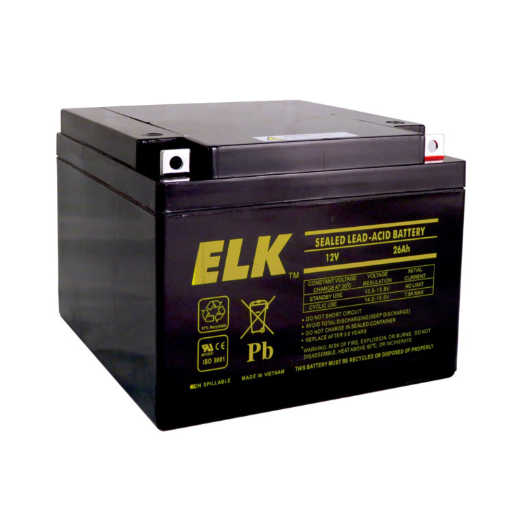 Elk Products 12v 26ah Lead Acid Battery – Cable & Connections