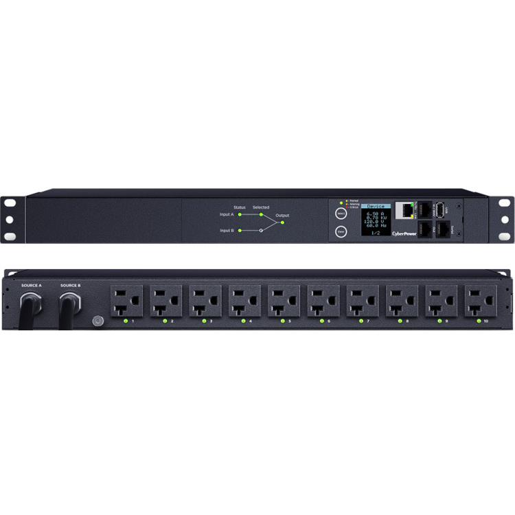 Cyberpower 1u Single Phase Switched ATS PDU | 20A – Cable & Connections