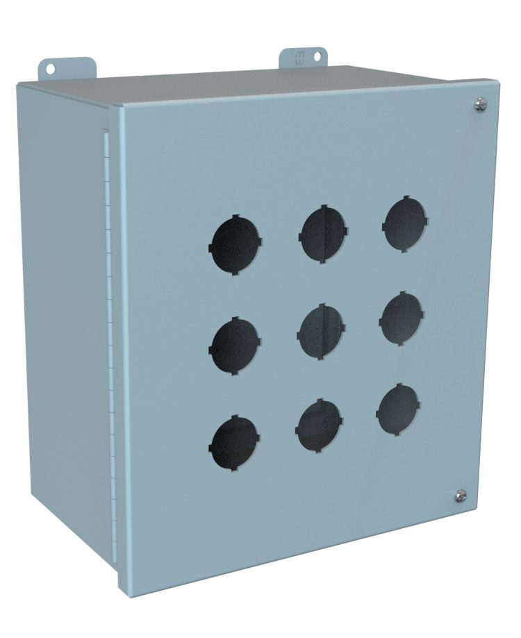 Hammond 9 Hole Steel Push Button Enclosure With Hinged Cover – Cable ...